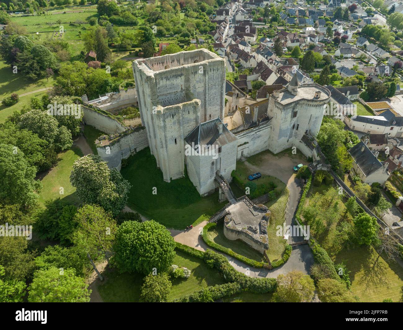 Aerial panorama view of Loches in Indre-et-Loire in the Loire Valley in ...