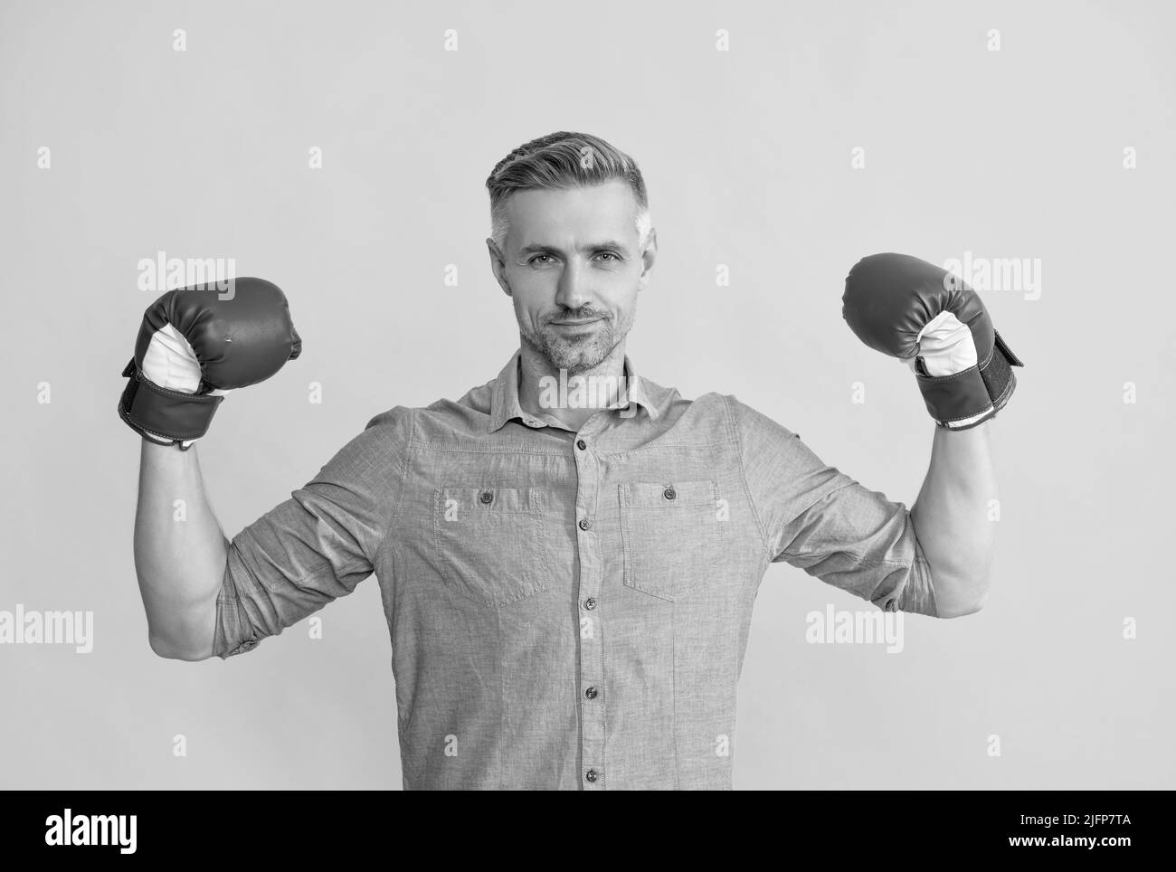 successful boxer. relentless struggle and success. confident man ready ...