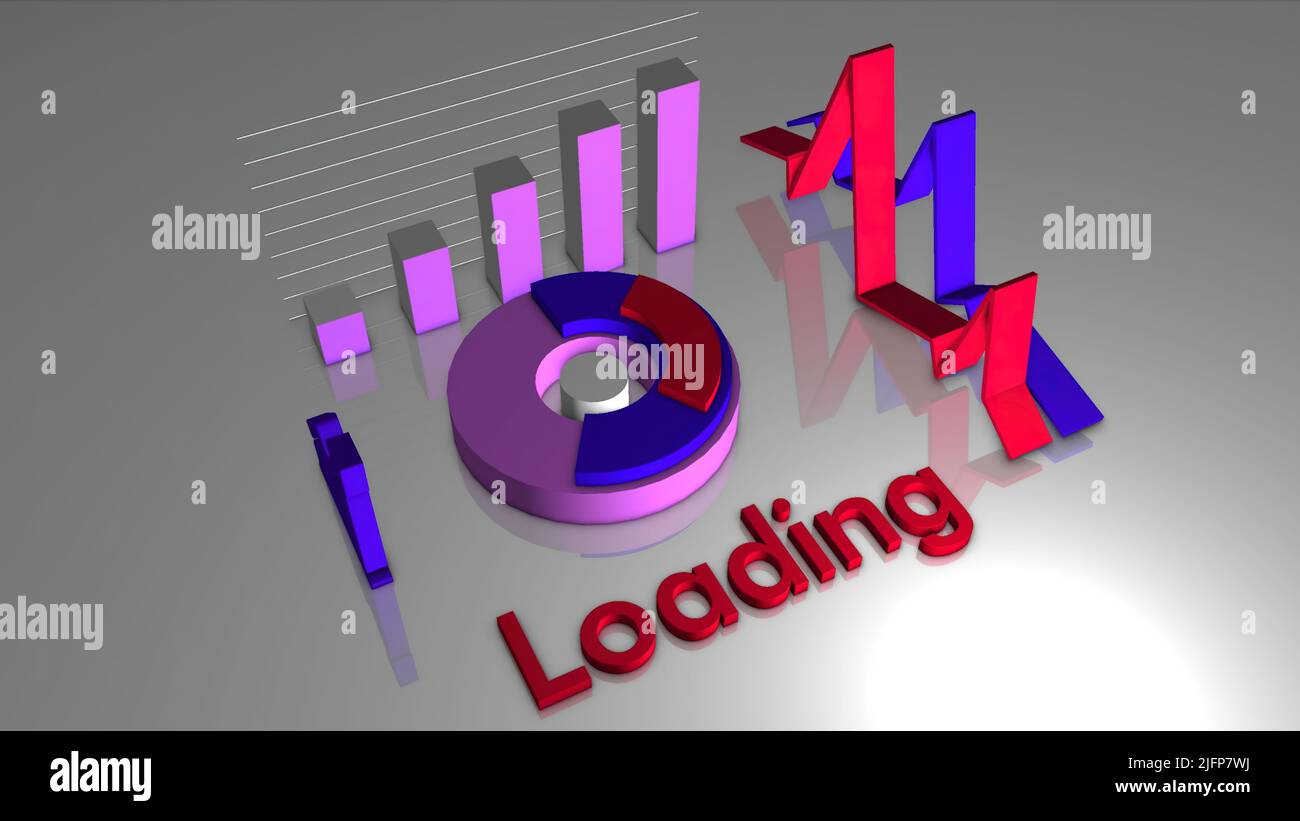 Loading background with 3d elements and shapes. Motion. Screensaver for ...