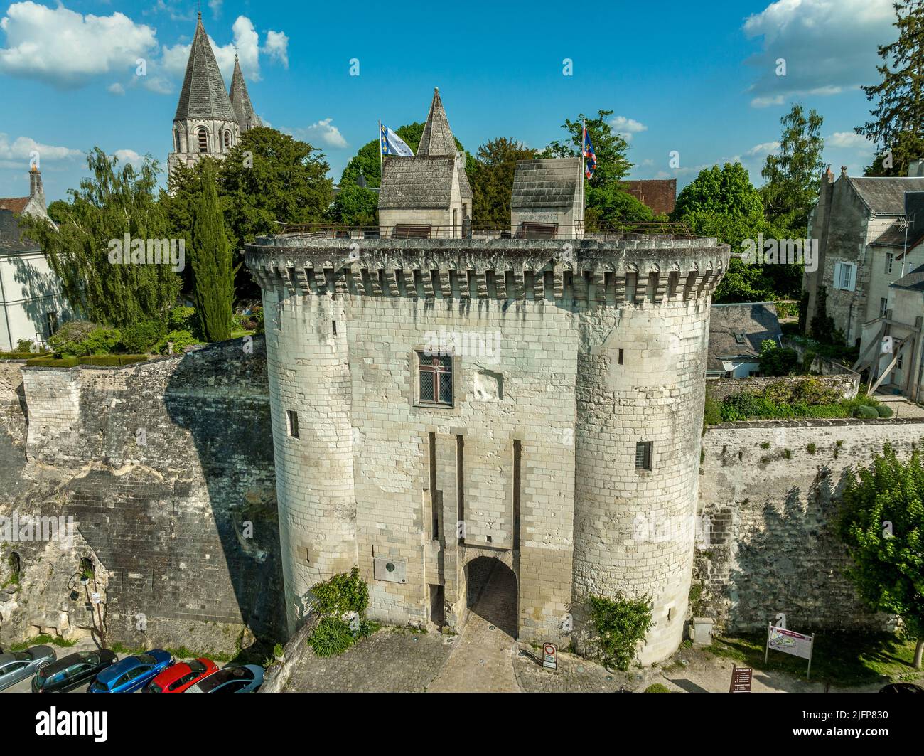 Aerial panorama view of Loches in Indre-et-Loire in the Loire Valley in ...