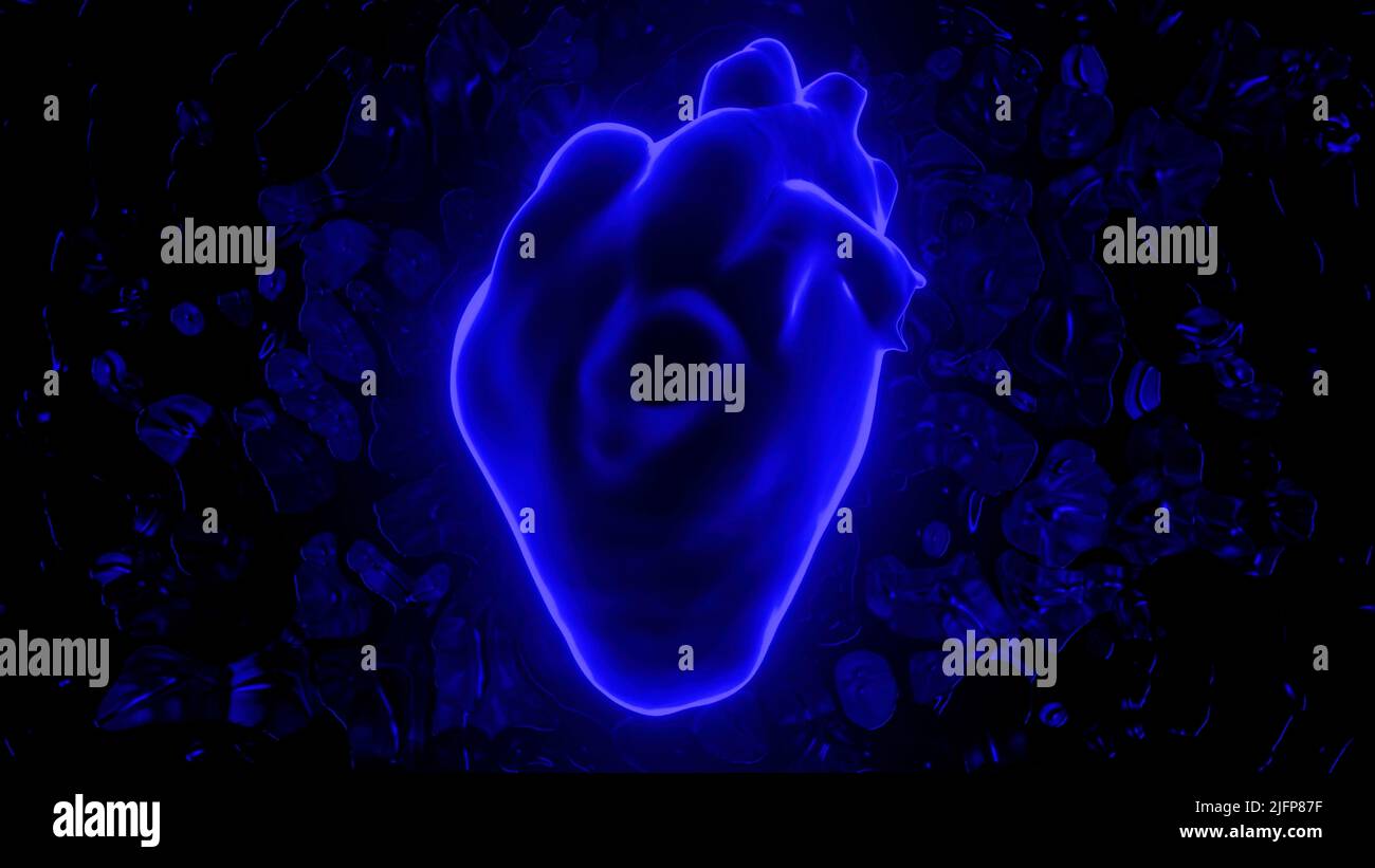 Bright background.Design. A yellow and blue heart made in animation ...