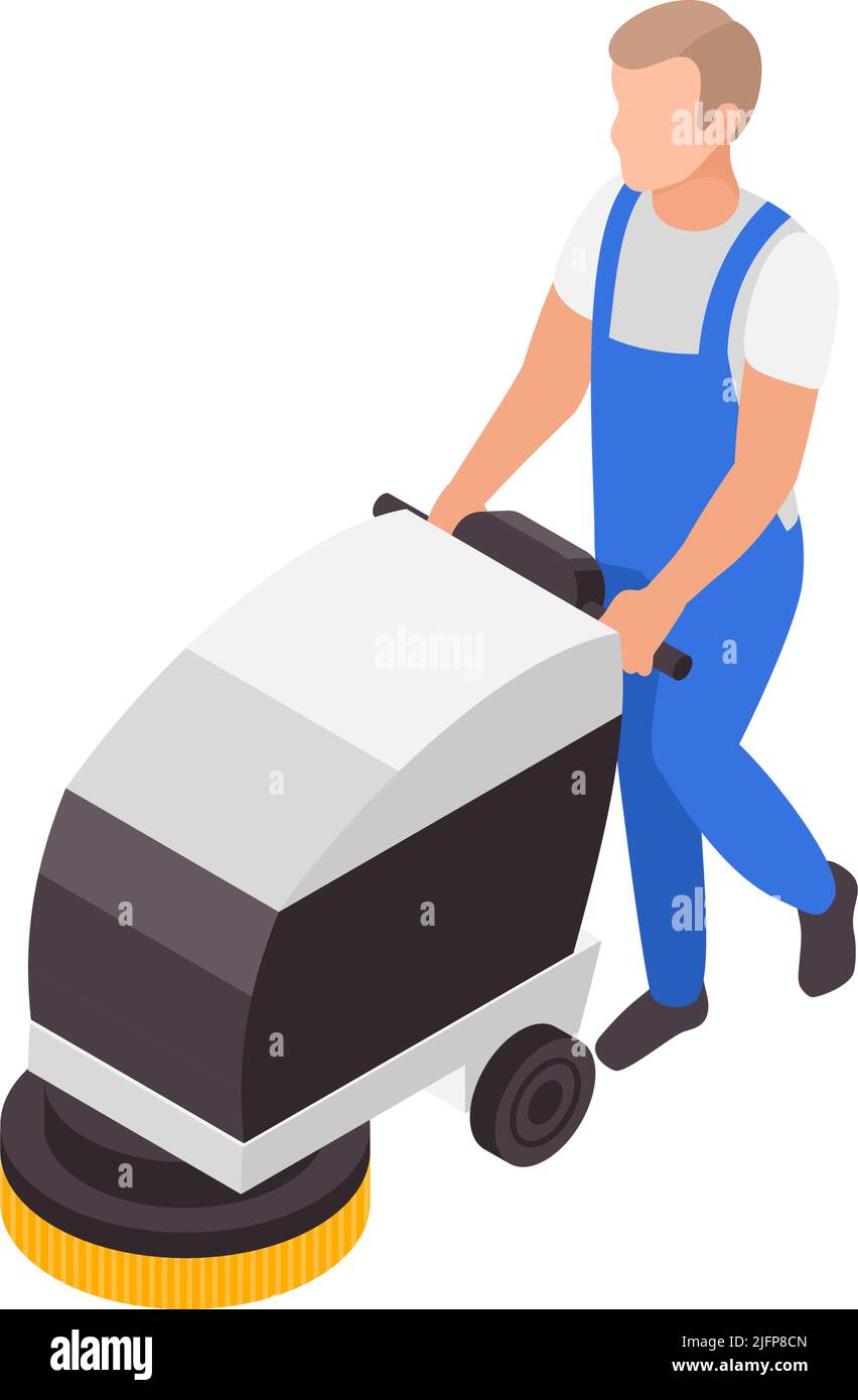 Professional cleaning service isometric composition with character of ...