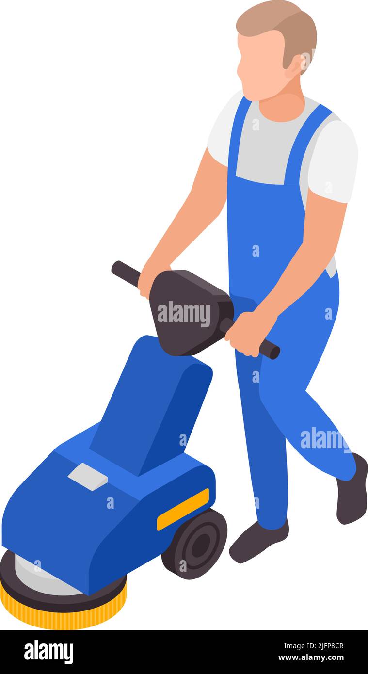 Professional cleaning service isometric composition with character of ...