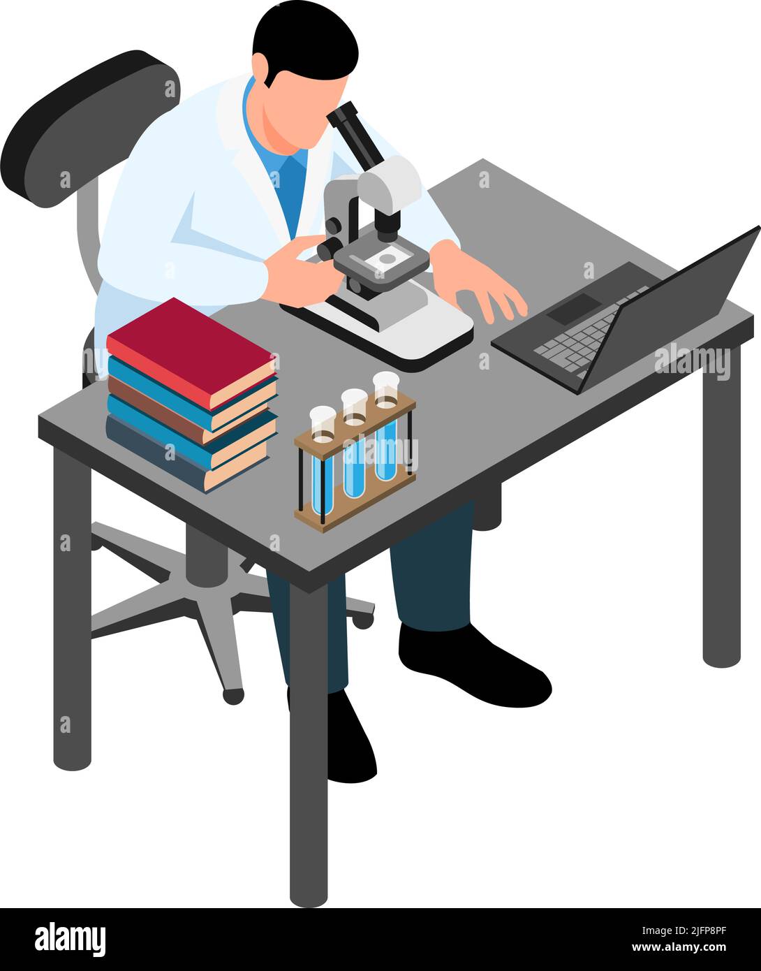 Isometric pharmaceutic laboratory research scientists composition with ...