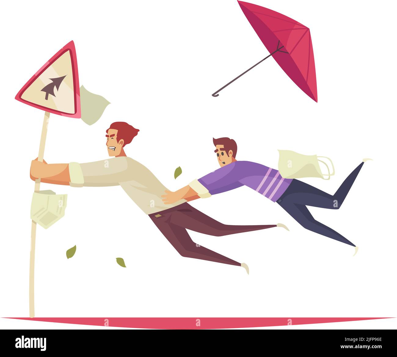 Bad weather composition with two doodle characters hanging on traffic ...