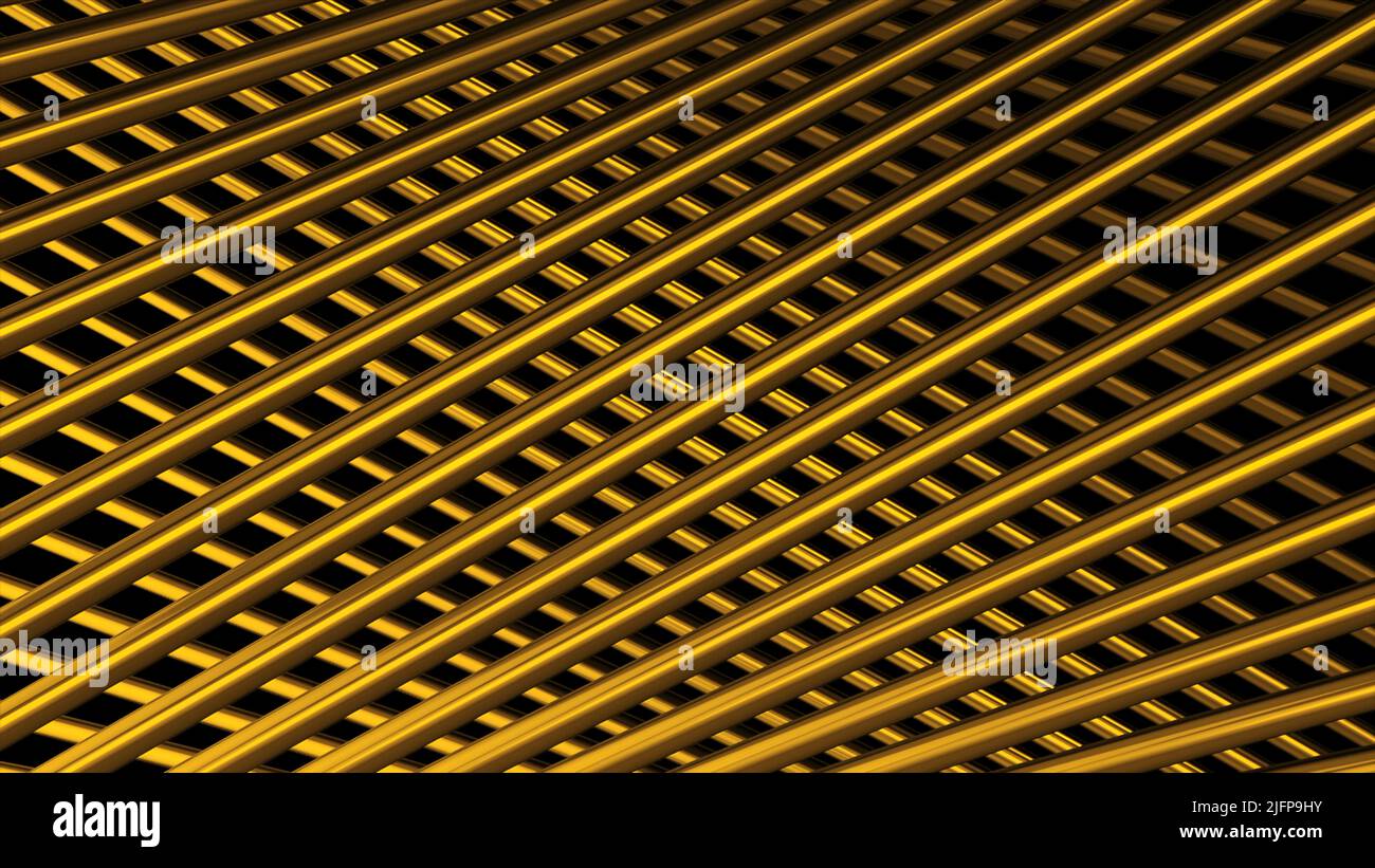 Grid background with diagonal metal lines. Motion. Grid of 3d metal ...