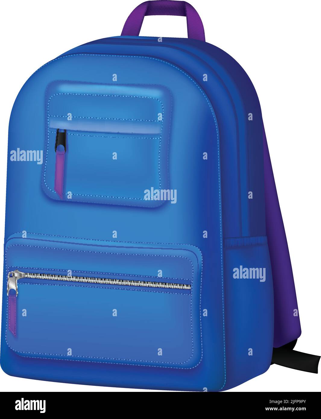 Realistic blue school backpack with shadow vector illustration Stock ...