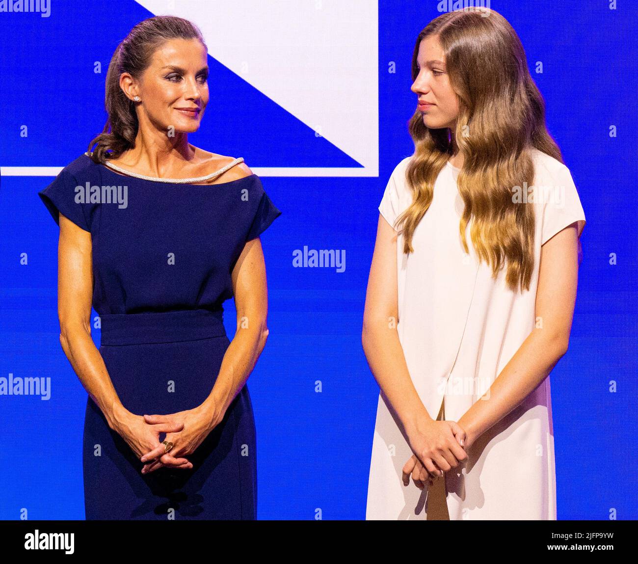 Barcelona, Spain - 4 Jul 2022, Queen Letizia with Princess Infanta ...