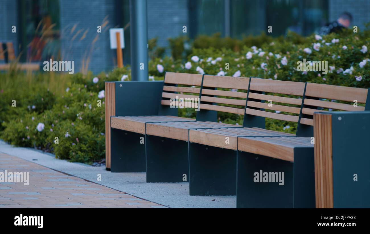 A place of rest.Stock footage.Small benches in the park behind which ...