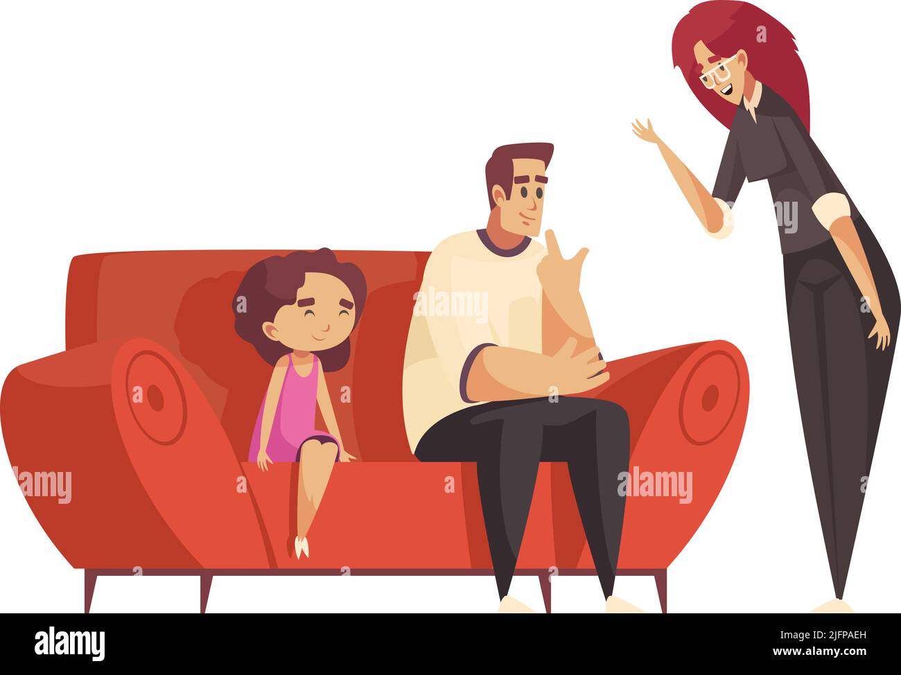 Happy girl and her father during psychological therapy session with ...