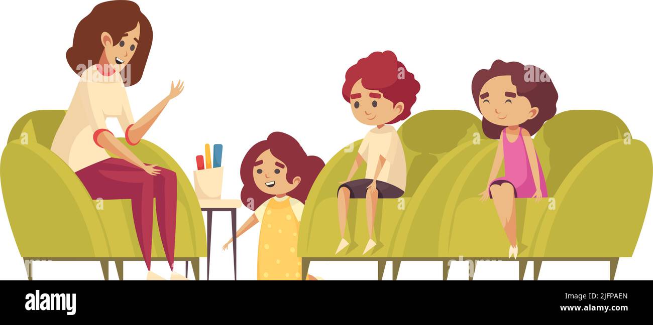 Psychology therapy composition with character of female psychologist ...