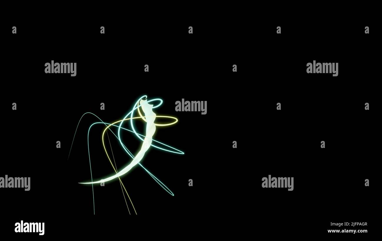 Bright drawings on a black background.Design.Bright lines that create ...