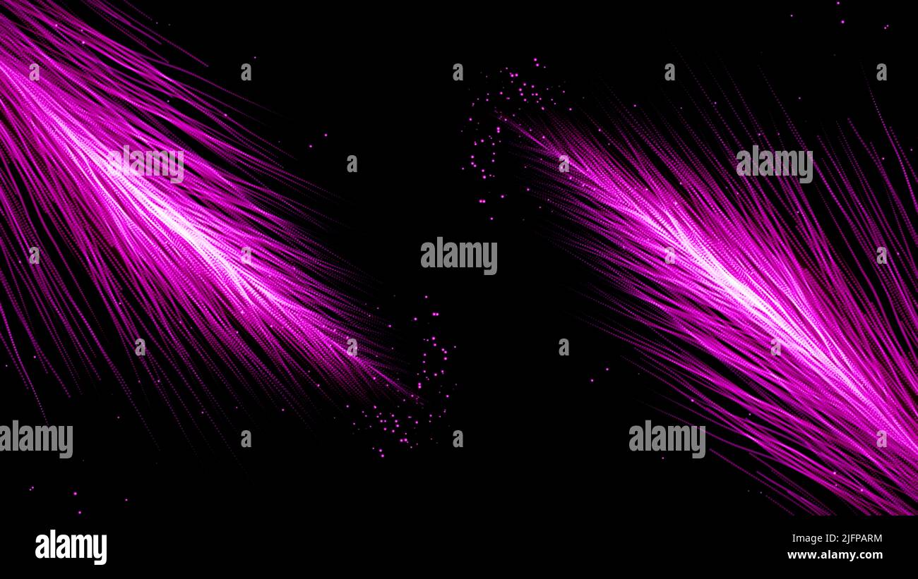 Black background with animation.Motion.Bright lines of light color ...