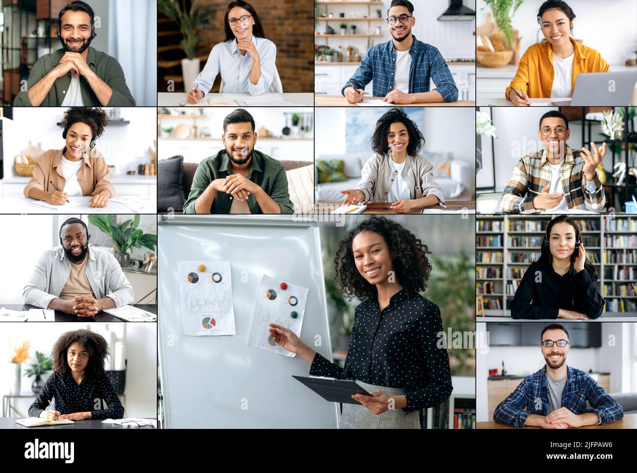 Financial remote meeting of multiracial colleagues. Successful african ...