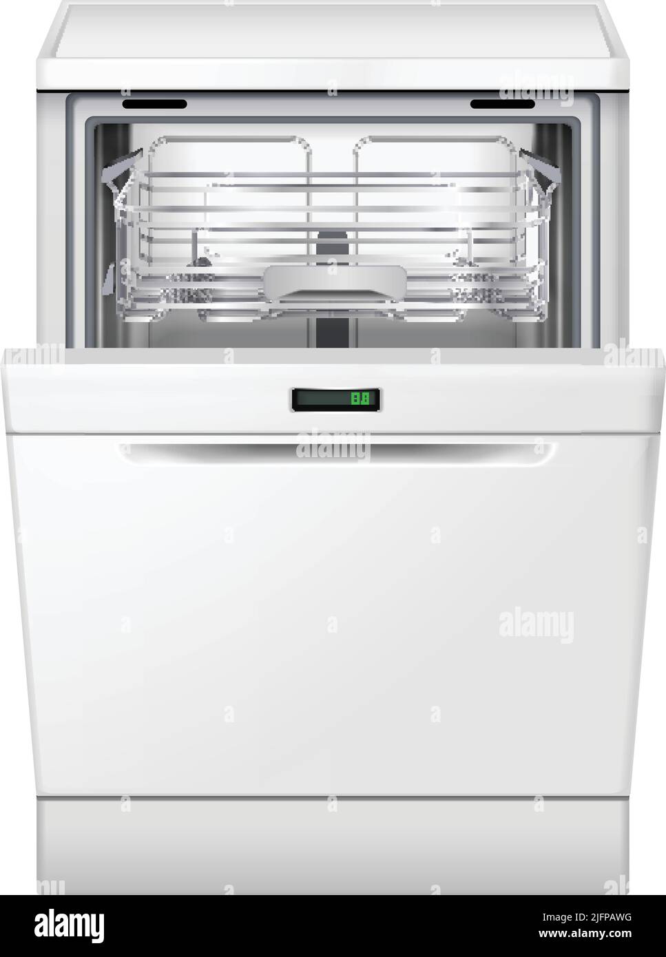 Dishwasher machine realistic composition with isolated view of dish ...