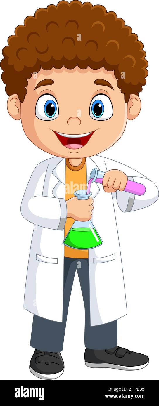 Cartoon boy scientist holding test tubes Stock Vector Image & Art - Alamy