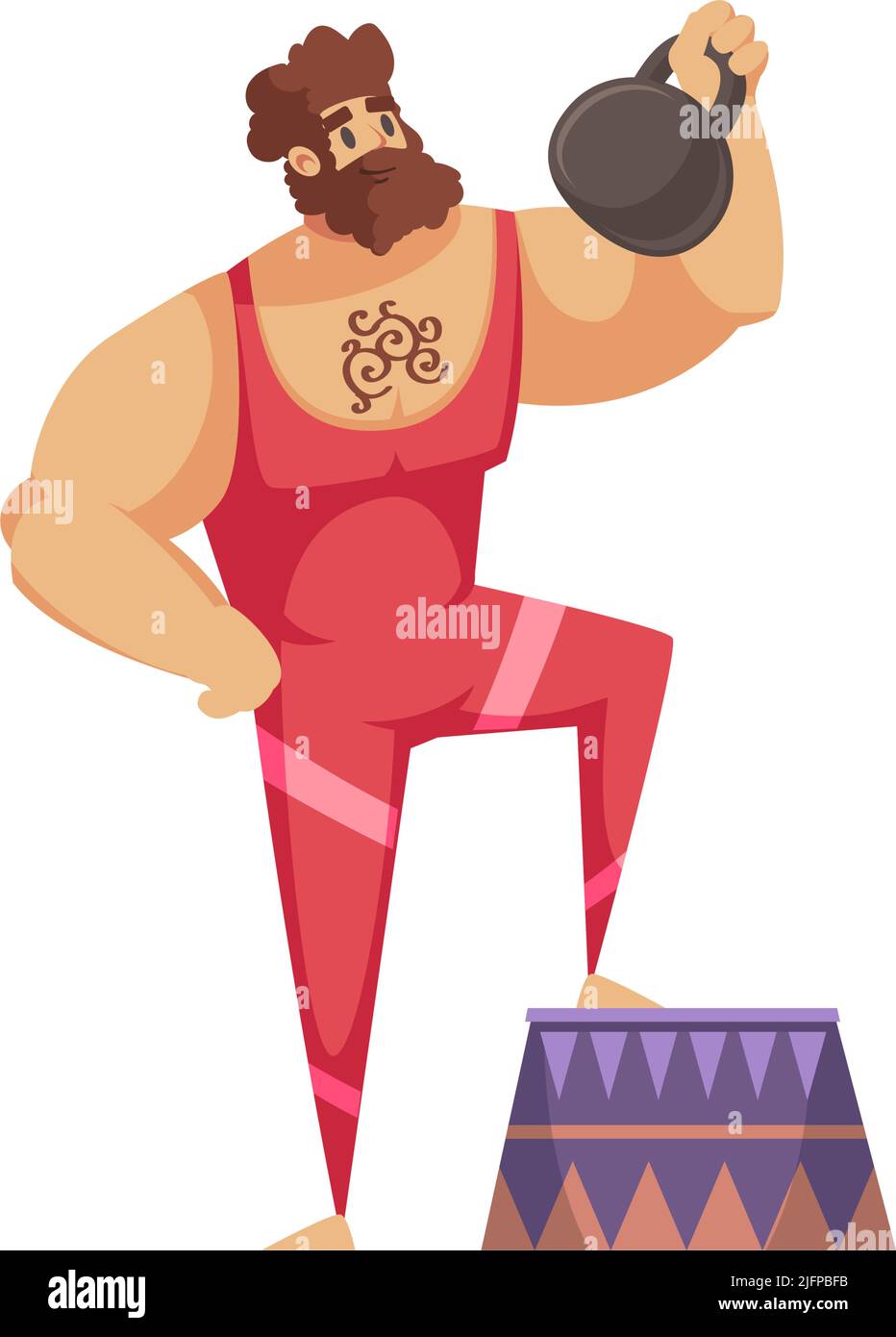 Circus composition with isolated male character of strong man vector ...