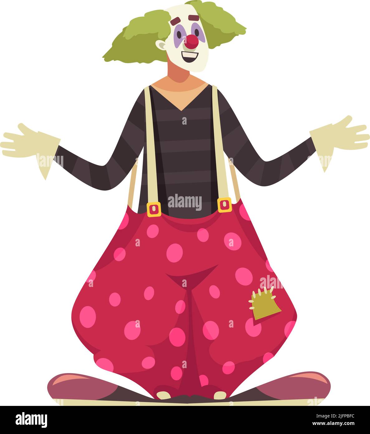 Circus composition with isolated male character of clown in mask ...