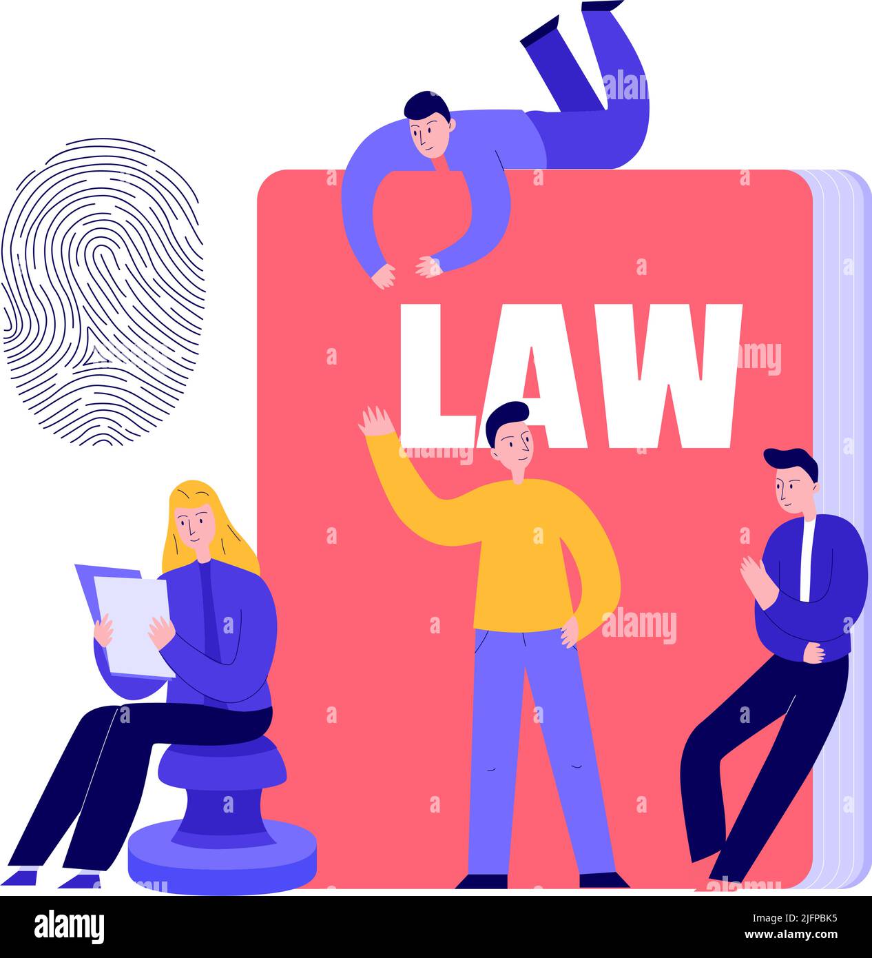 Lawyer justice law composition with doodle characters of investigators ...