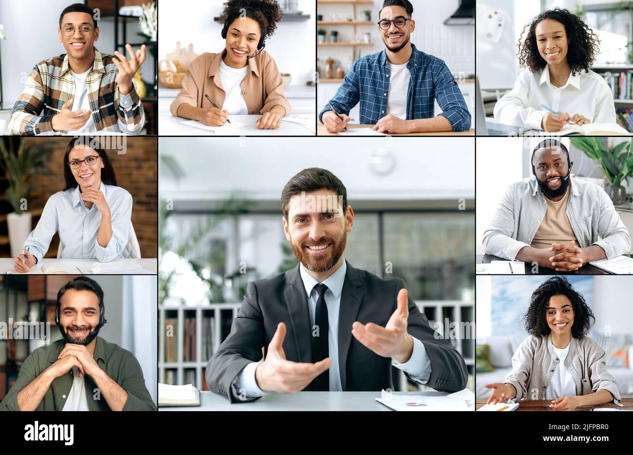 Successful colleagues of different nationalities are having a group ...