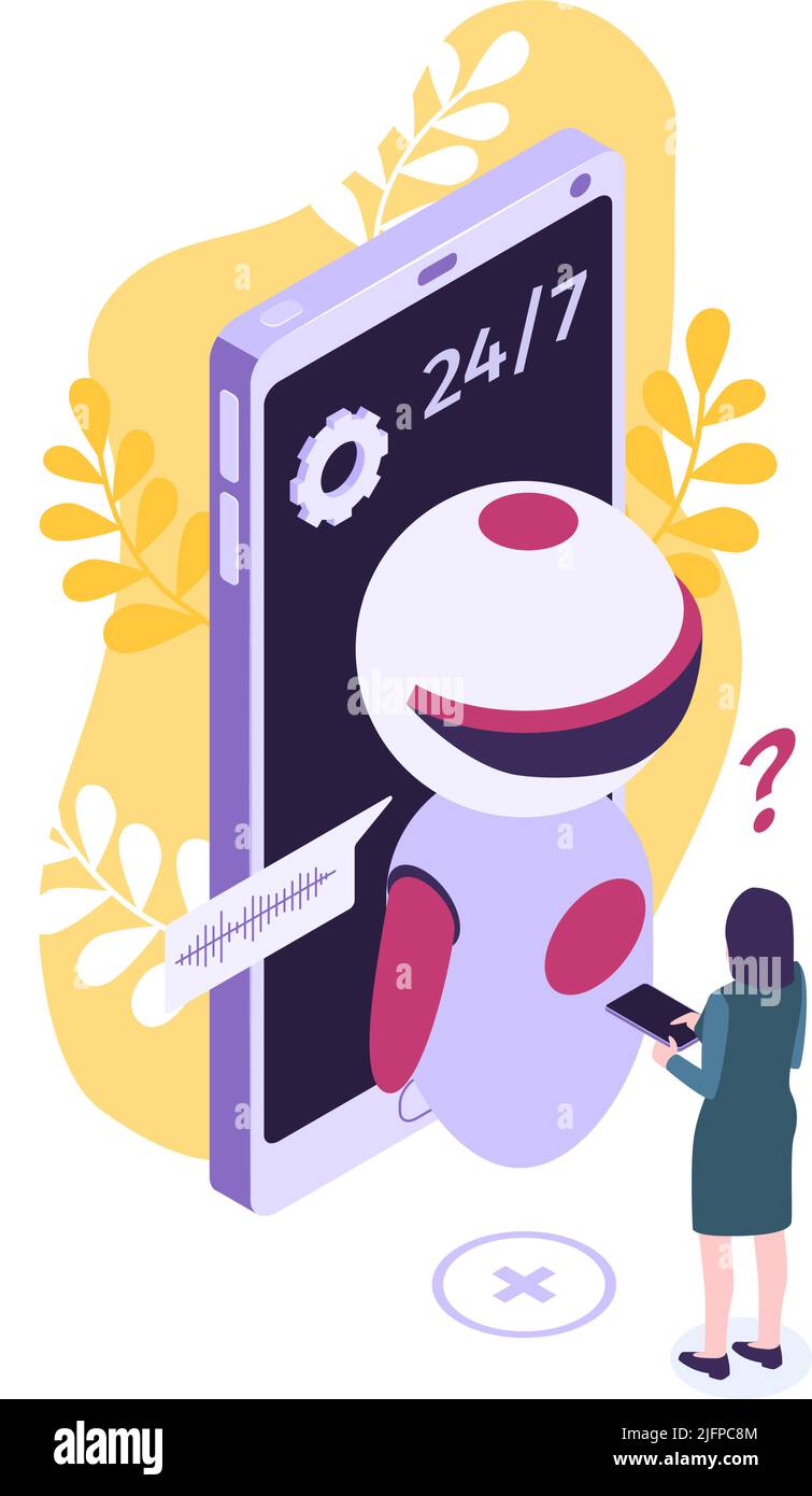 Isometric customer support faq composition with human character and ...