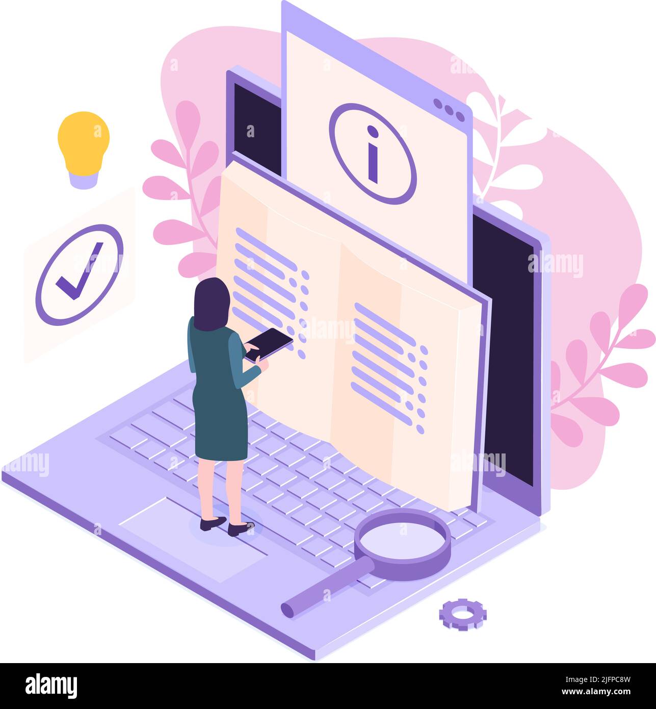 Isometric customer support faq composition with human character and ...