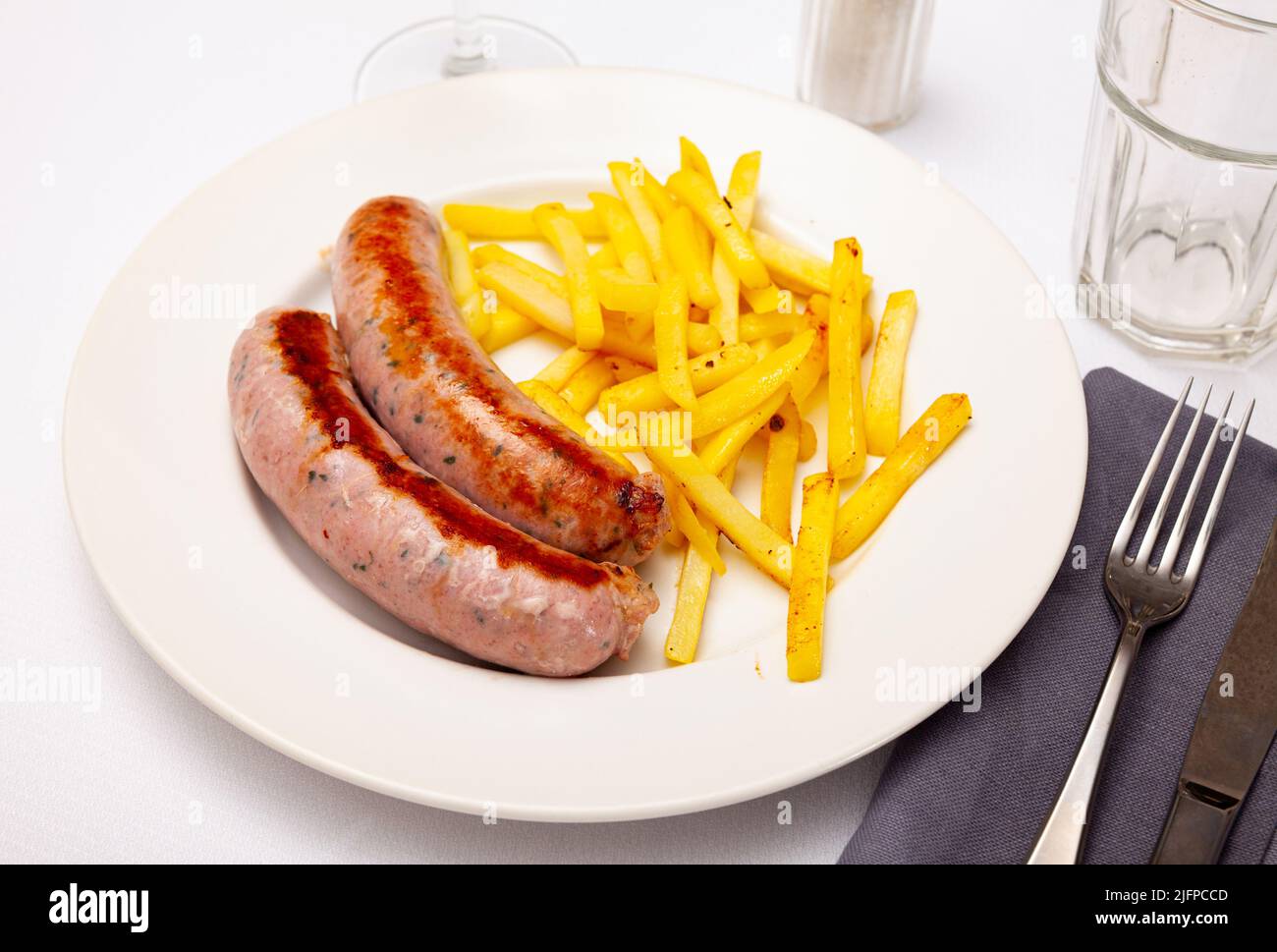 Crispy fries and sausage hi-res stock photography and images - Alamy