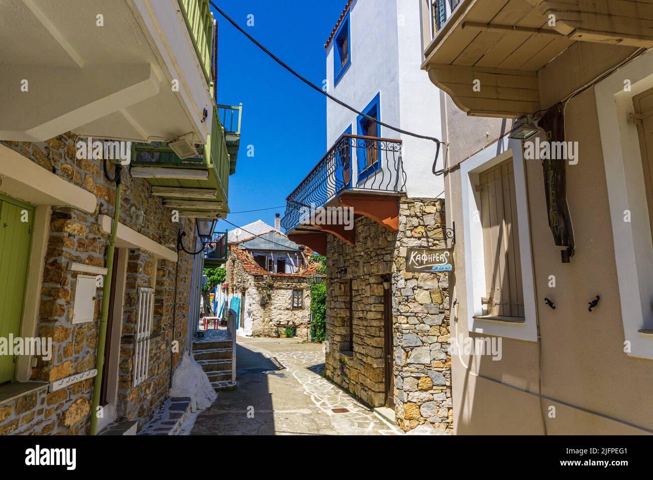 Beautiful scenery from the old village Chora, Alonissos island Greece ...