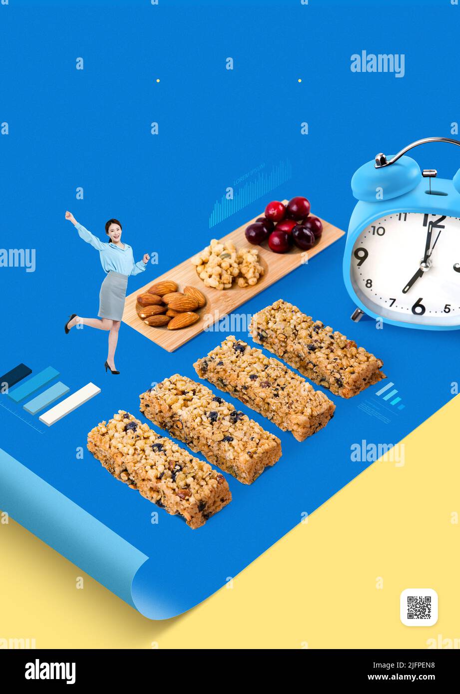 eat light, clean food poster with Korean model oat cereal bar Stock ...