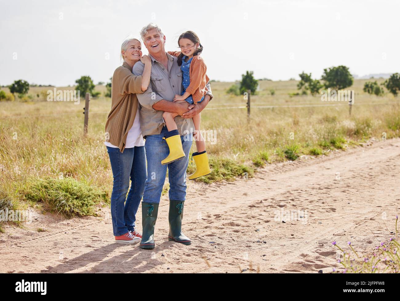 I love spending time at my grandparents farm. Shot of an adorable ...
