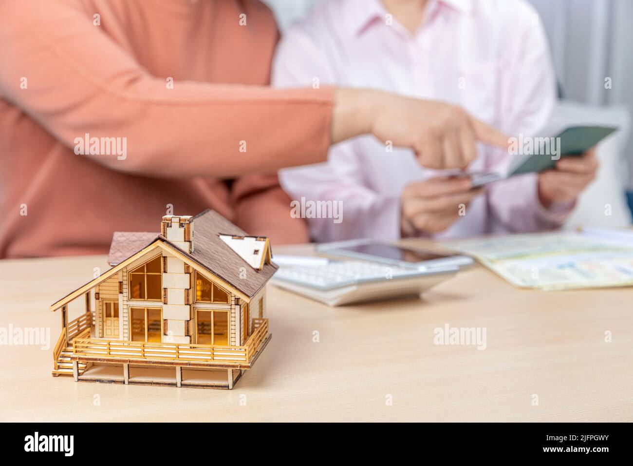 real estate contract hand motion check the utility bills Stock Photo ...