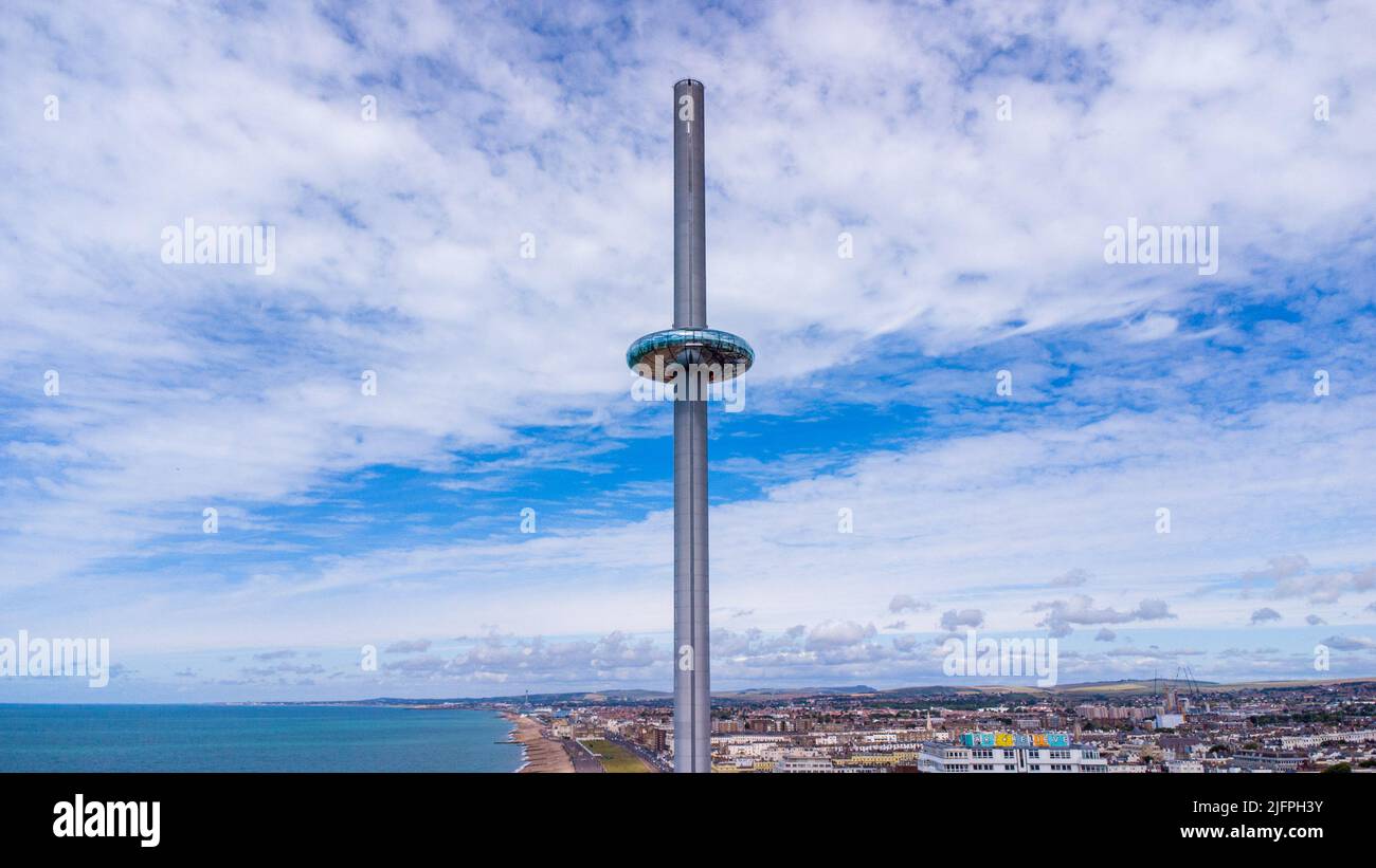 Brighton, UK. 02nd July, 2022. A view of The British Airways i360 ...