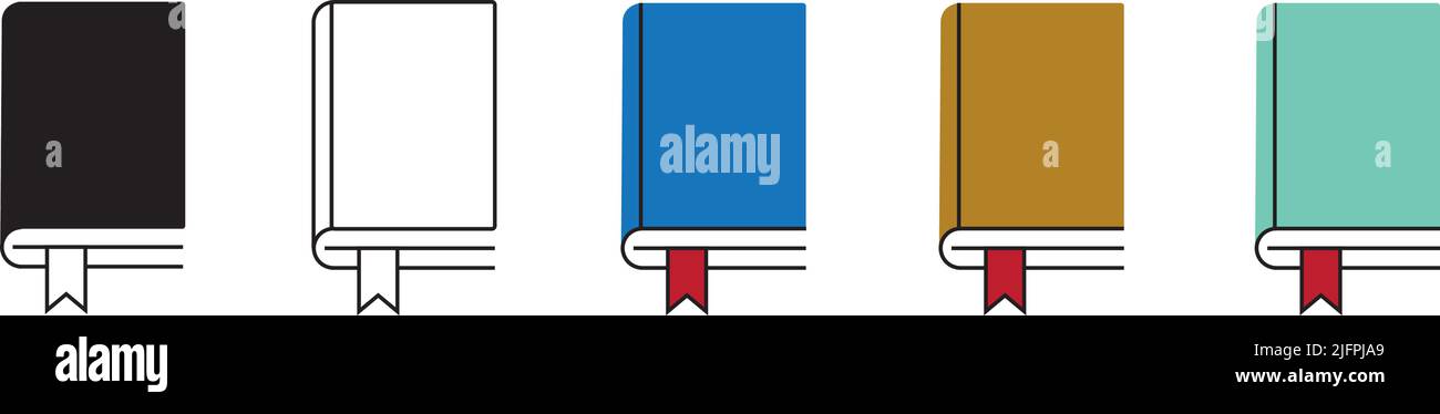 A row of colorful books with bookmarks on a white background Stock ...