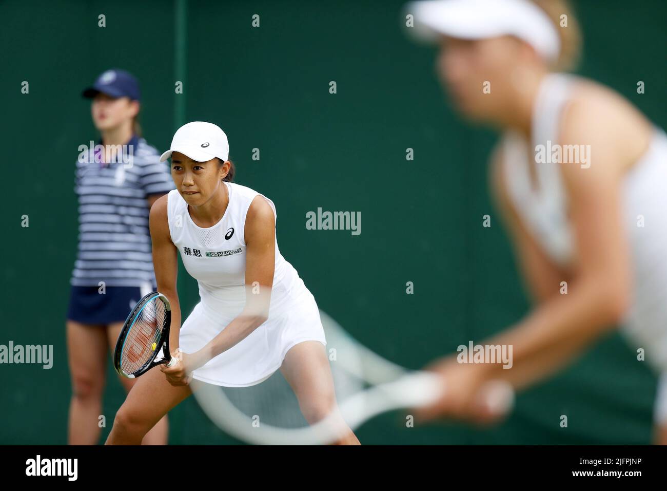 London, Britain. 4th July, 2022. Zhang Shuai (L) of China/Elise Mertens ...