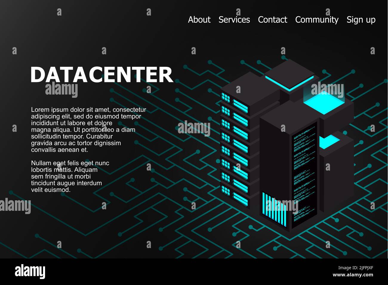 Isometric Data center. 3d isometric concept big data center with server. Creative vector ...