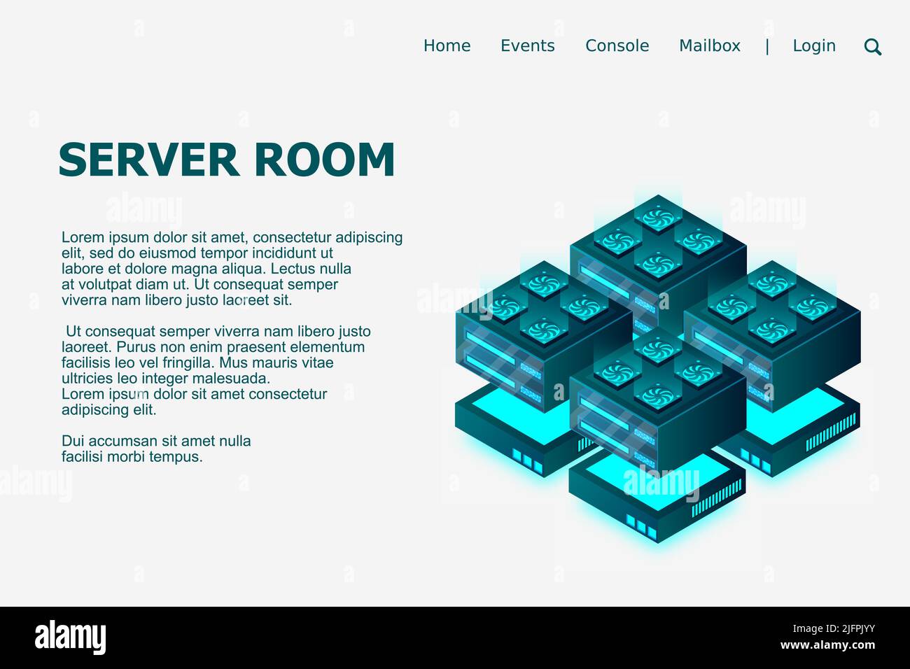Server Room Isometric Mainframe Powered Server High Technology Concept Data Center Big Data