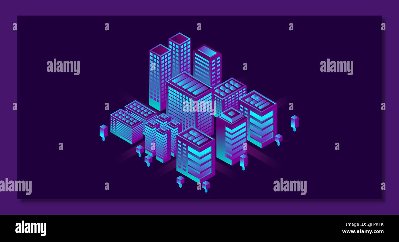 Smart city in a futuristic style. Isometric smart city illustration ...
