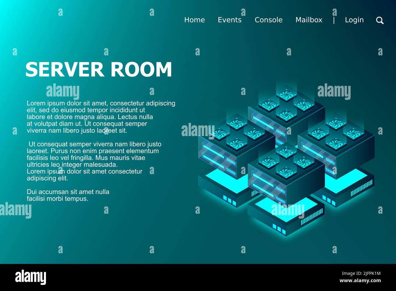 Server room isometric, Mainframe, powered server, high technology ...