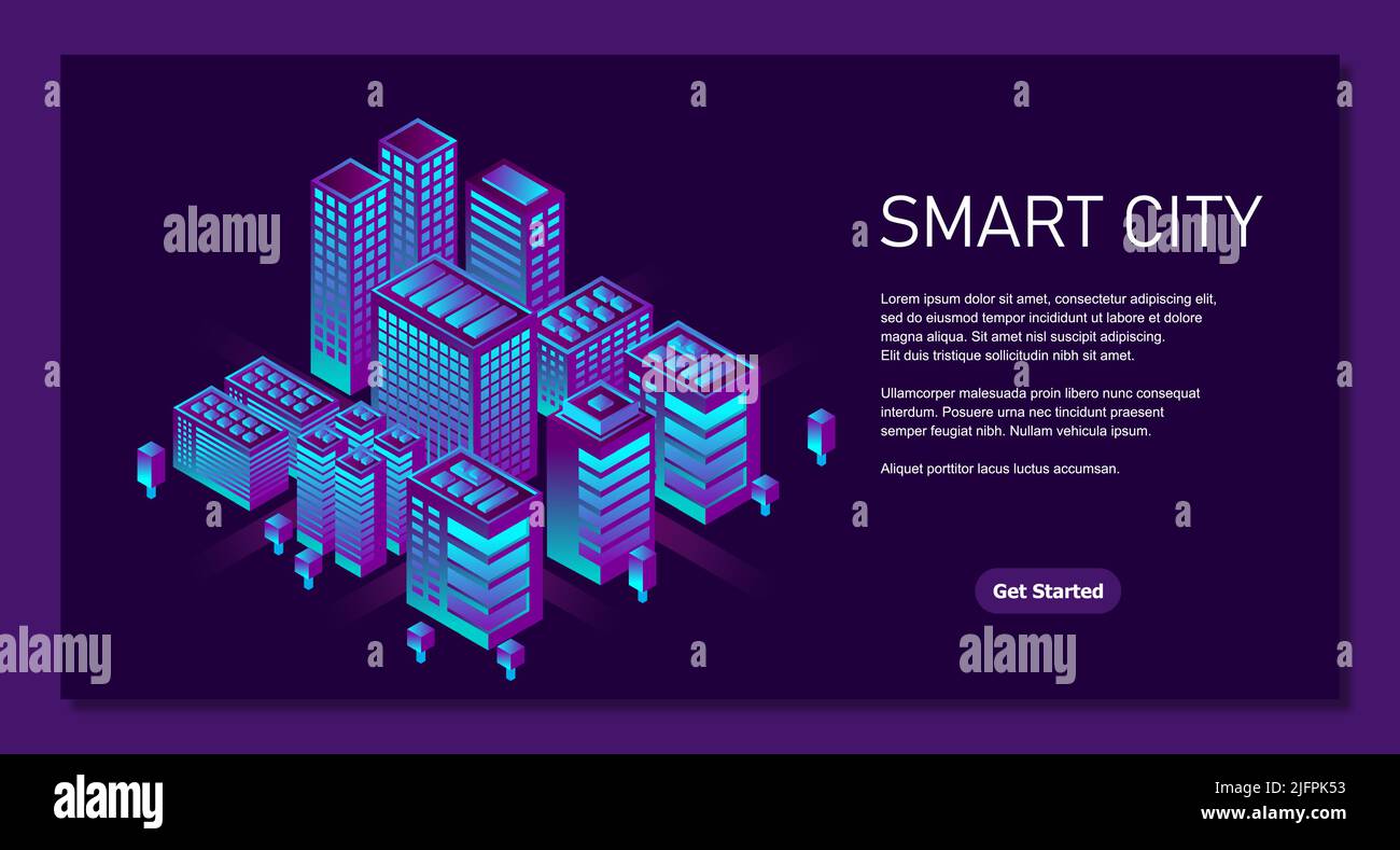 Smart city in a futuristic style. Isometric smart city illustration ...