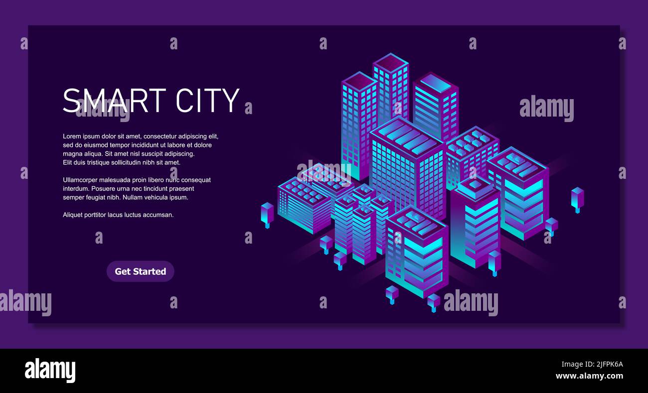 Smart city in a futuristic style. Isometric smart city illustration ...