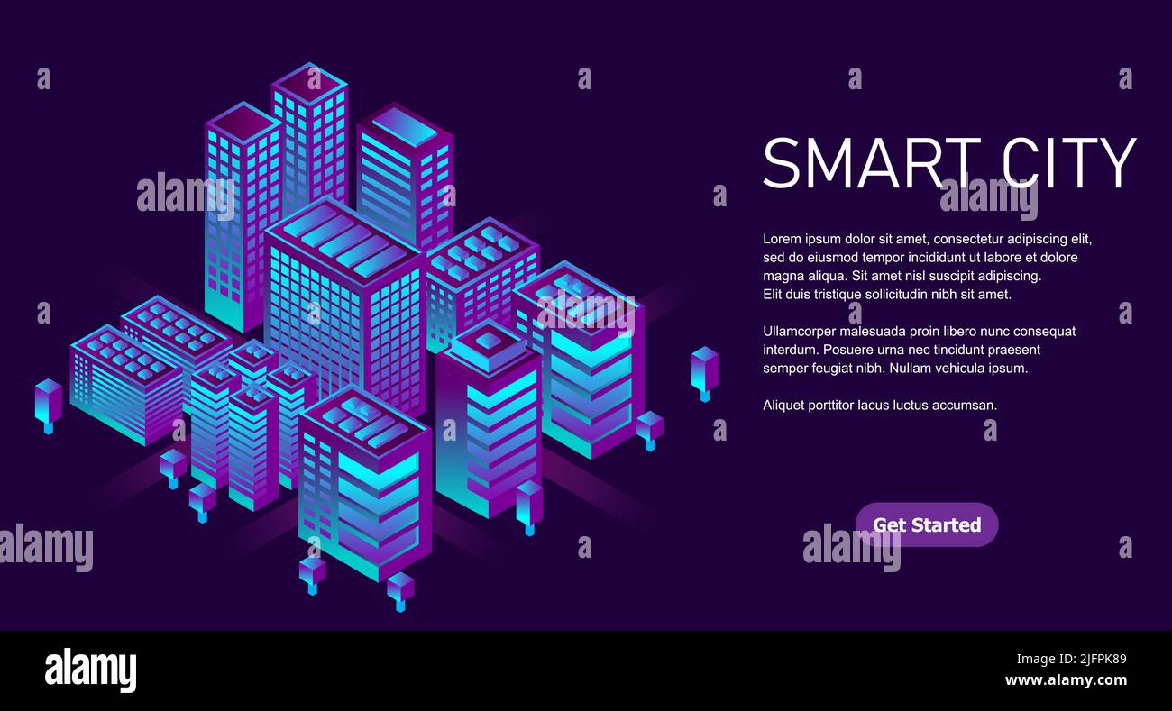 Smart city in a futuristic style. Isometric smart city illustration ...