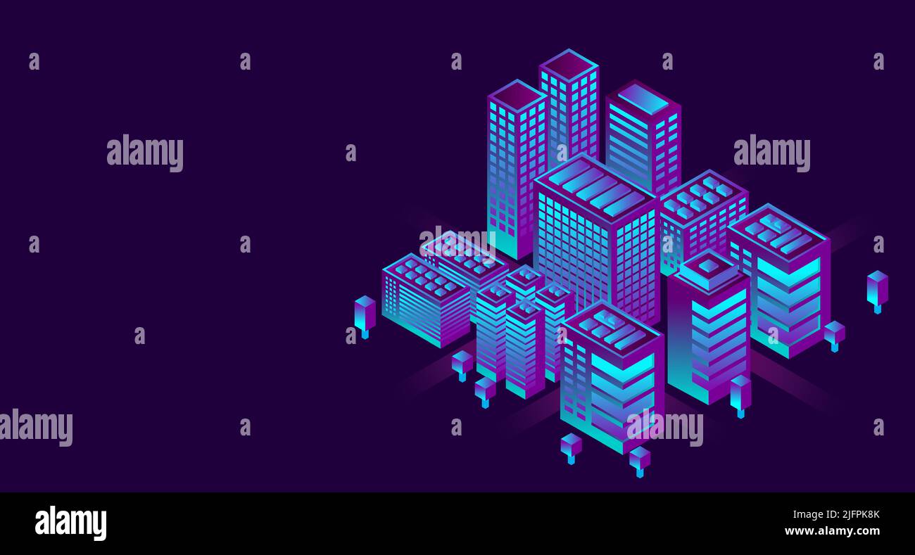 Smart city in a futuristic style. Isometric smart city illustration ...