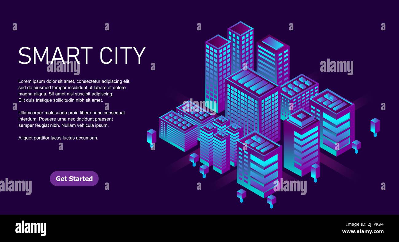 Smart city in a futuristic style. Isometric smart city illustration ...
