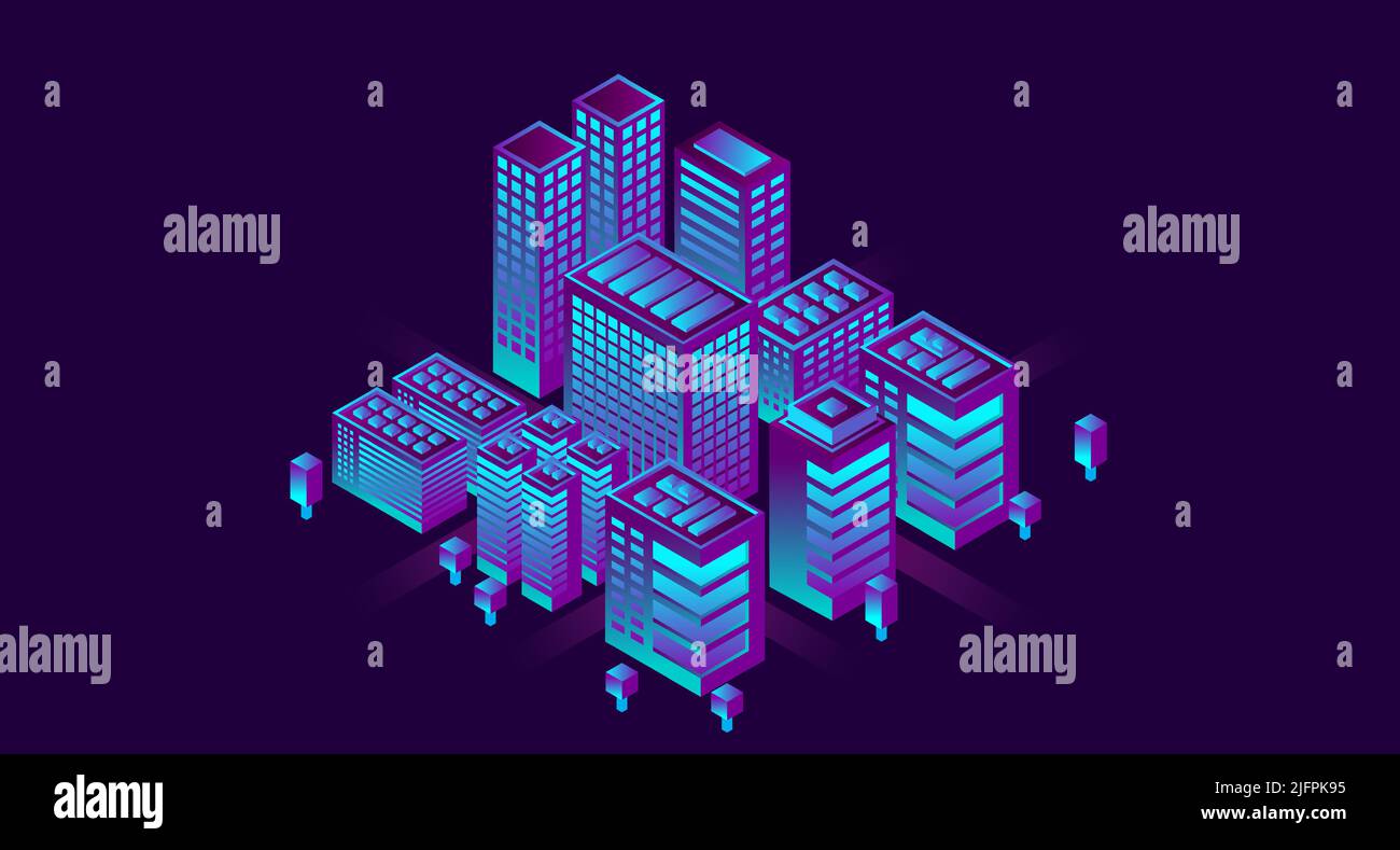 Smart city in a futuristic style. Isometric smart city illustration ...
