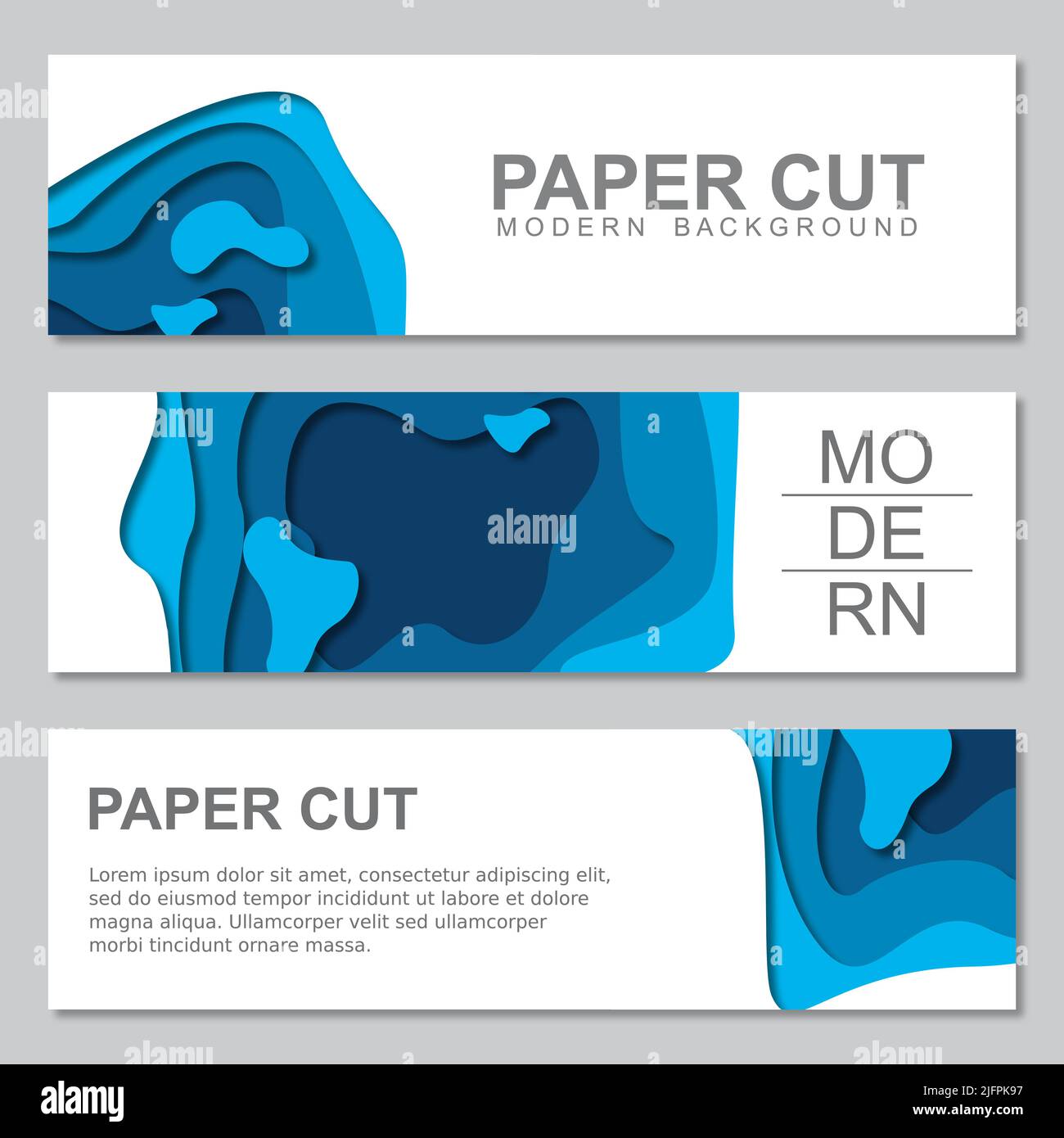 Banners set with 3D abstract background and paper cut shapes. 3D ...