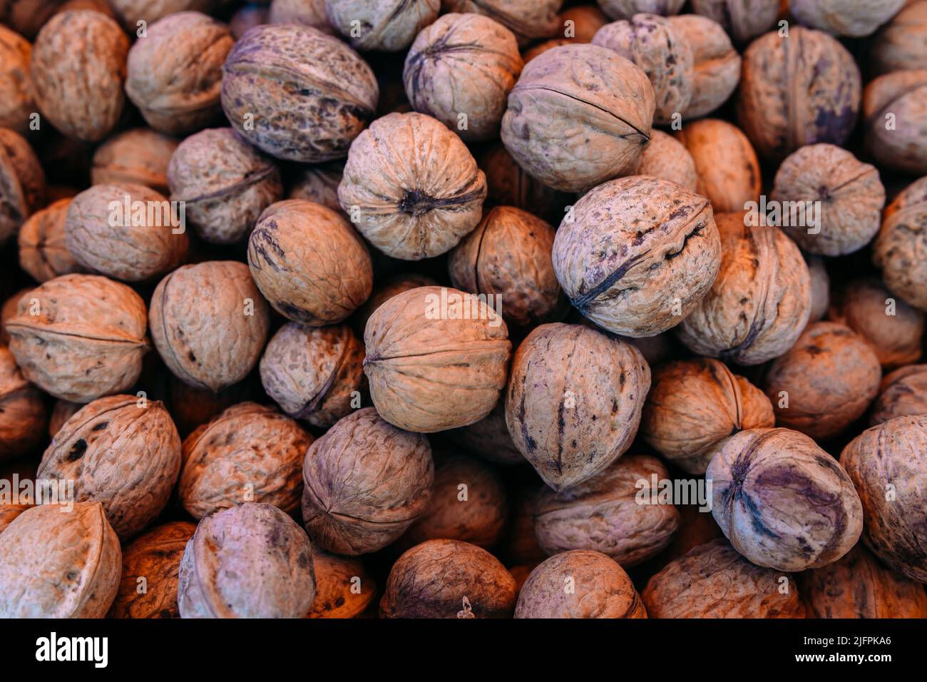 Lots of walnuts at the farmers market counter Stock Photo - Alamy