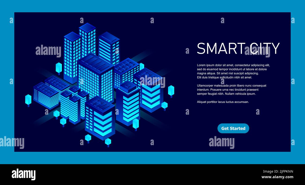 Smart city in a futuristic style. Isometric smart city illustration ...