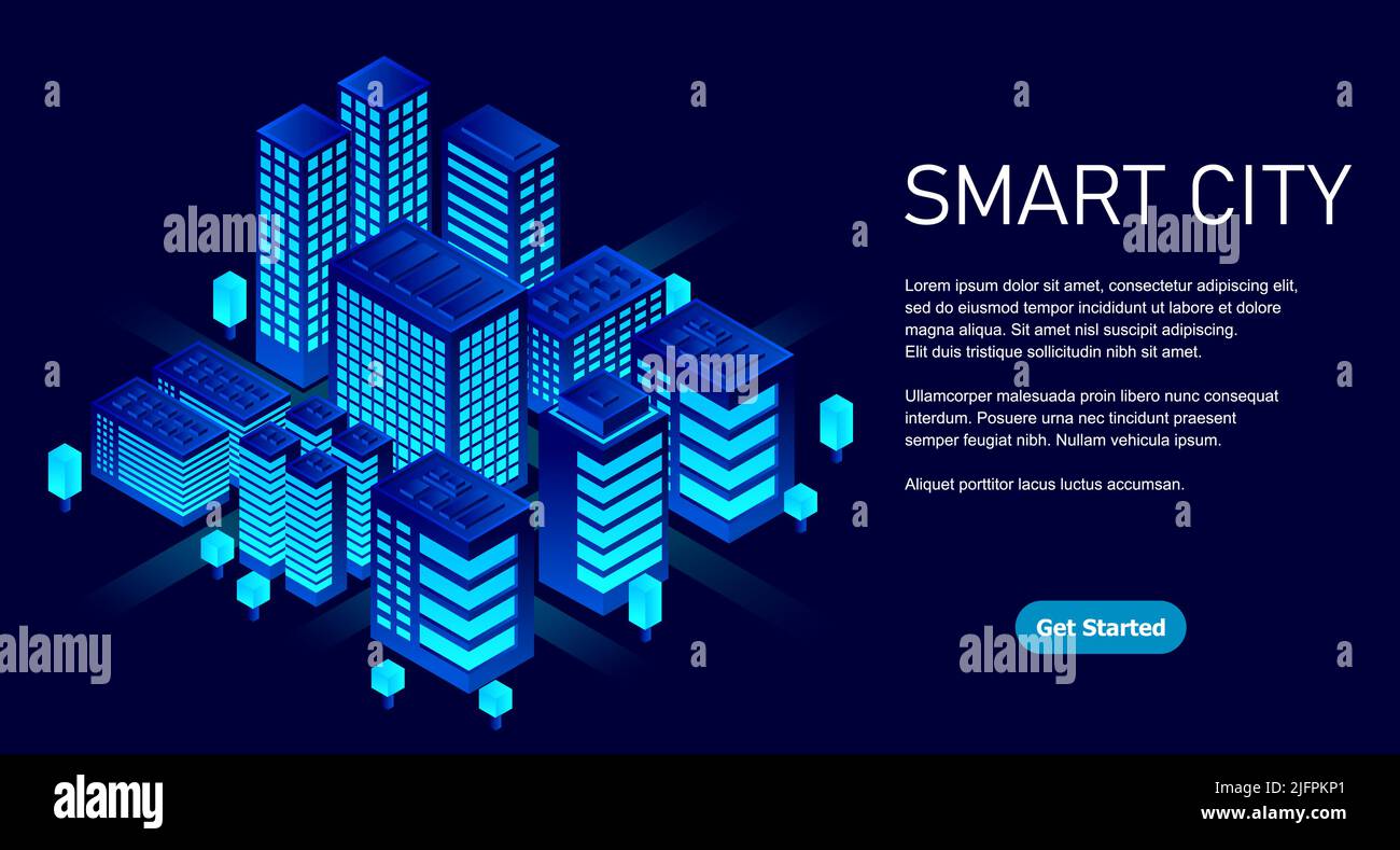 Smart city in a futuristic style. Isometric smart city illustration ...