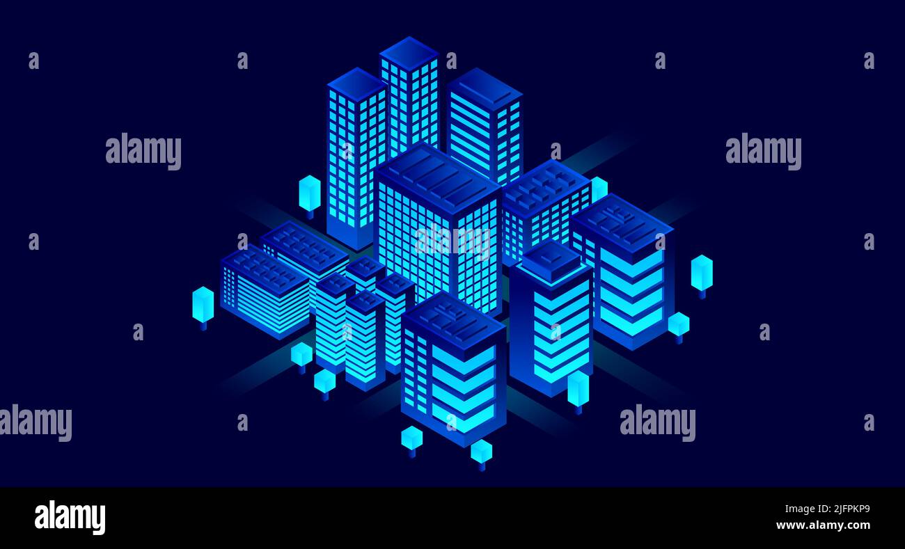 Smart city in a futuristic style. Isometric smart city illustration ...