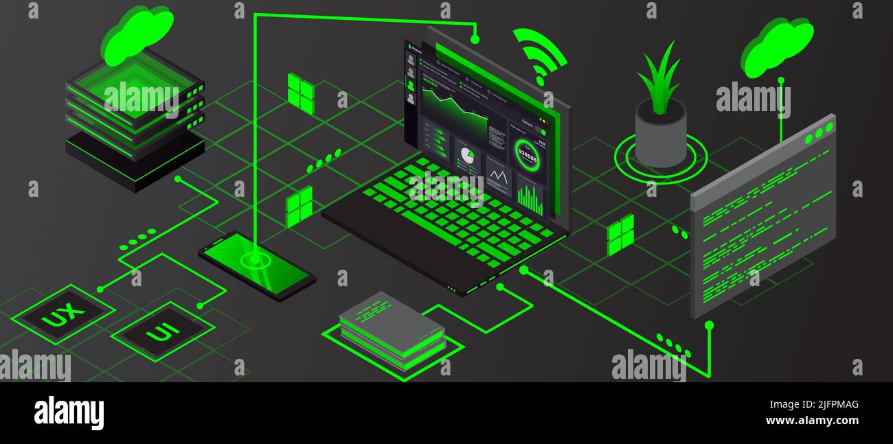 Internet of things (IOT) banner. Everything connectivity device concept ...